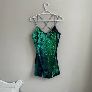 Guess | Dresses | Guess Green Blue Mermaid Sequin Mini Dress Stretch ...